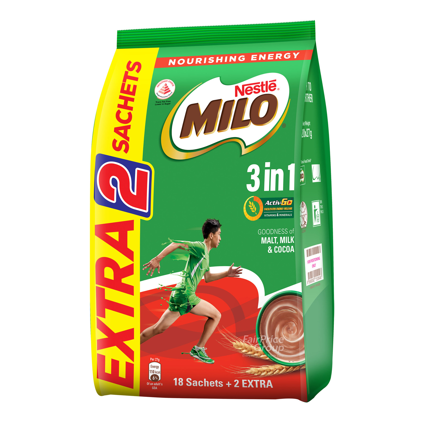 No. 1 Supermarket - Milo 3 In 1 Instant Chocolate Malt Regular 18 x 27g ...