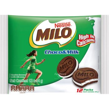Food-Joy - Milo Sandwich Cookies Choco Milk 12 x 34g | Fairmart