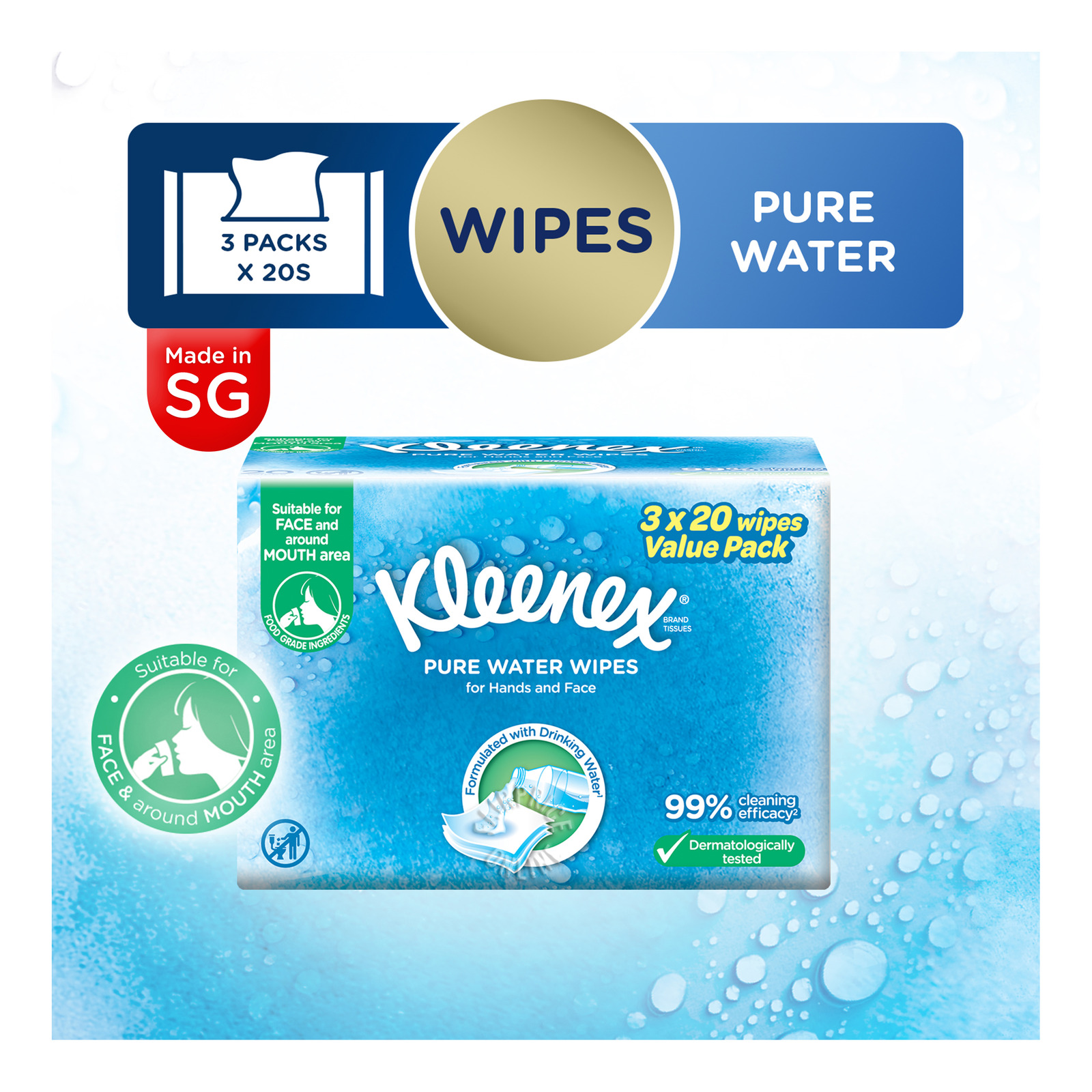 AndyMart - Kleenex Hand Face Moist Wipes Pure Water | Fairmart
